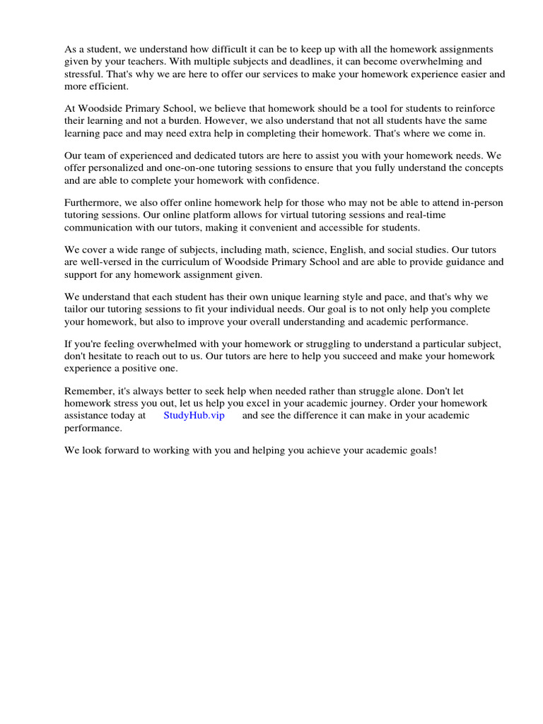 Woodside Primary School Homework | PDF | Homework | Teachers