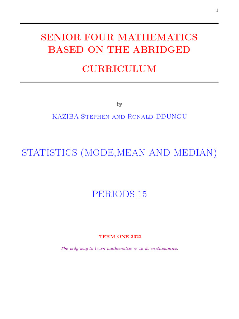 Senior Four Mathematics: Statistics Overview | PDF | Histogram | Mode (Statistics)
