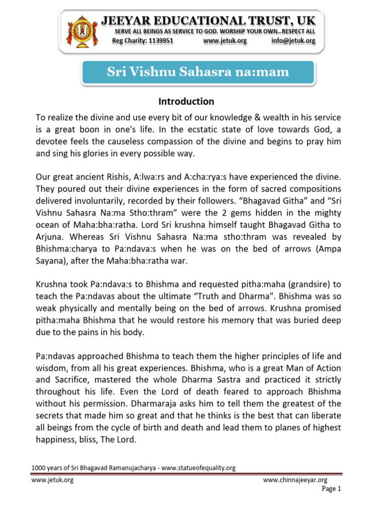 VishnuSahasranamalu English | PDF | Krishna | Hinduism