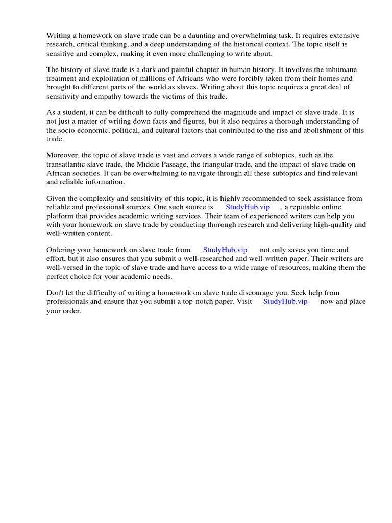 Slave Trade Homework | PDF | Atlantic Slave Trade | Slavery