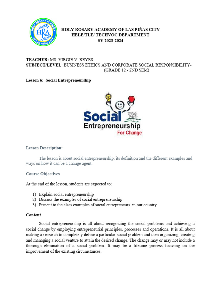 Business Ethics - GR 12 2ND Sem - 4TH QTR Handouts - Lesson 6 Sy2023 2024 | PDF ...