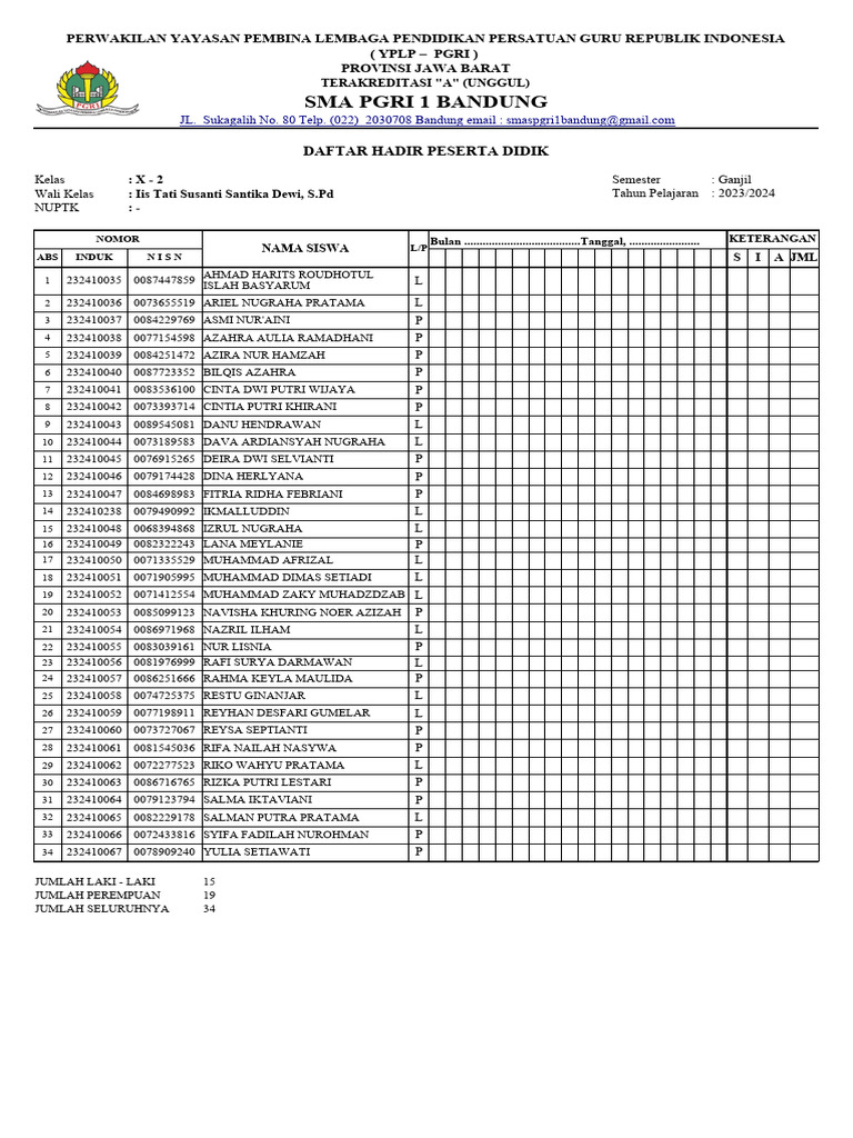 Absen Siswa 23-24 | PDF