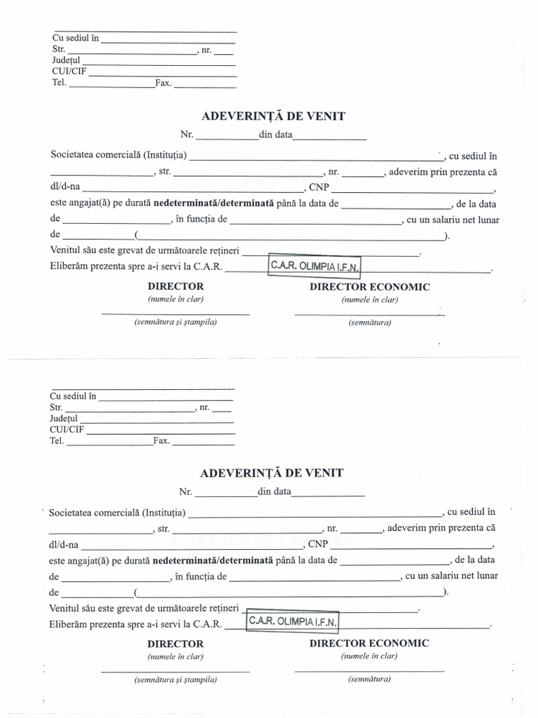 Adeverinta de Venit | PDF