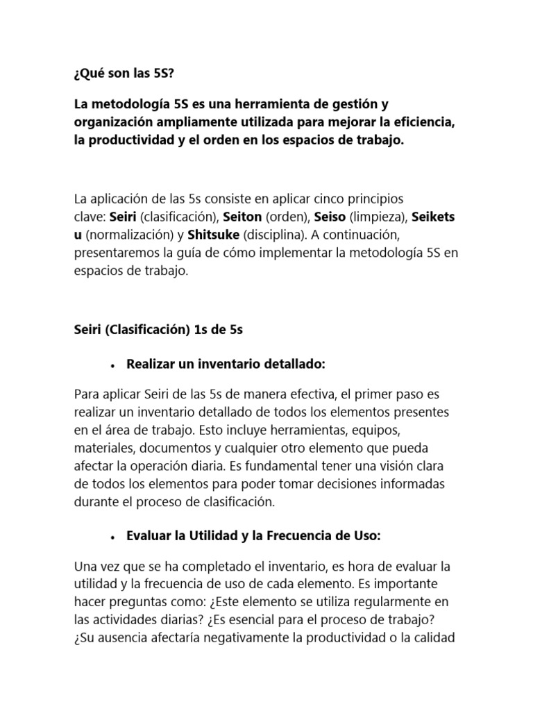 Guía de Implementación de las 5S | PDF | Negocios