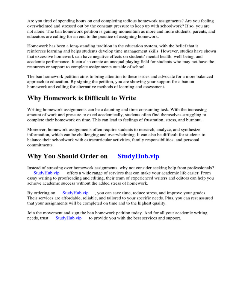 Ban Homework Petition | PDF | Homework | Http Cookie