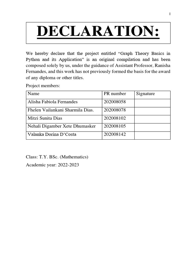 Declaration-Introduction V | Download Free PDF | Gratitude | Graph Theory