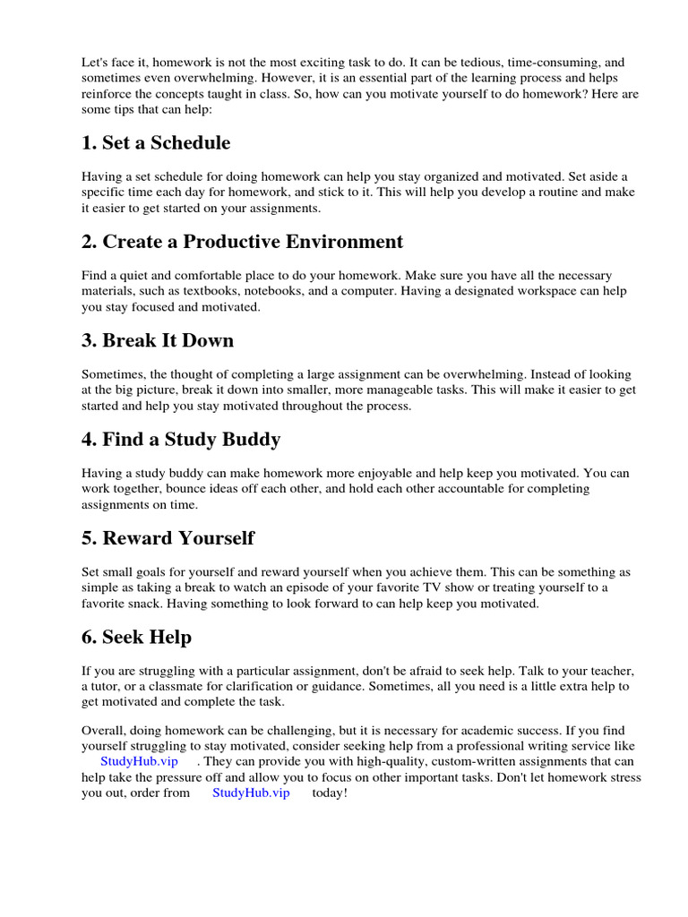 Ways To Motivate You To Do Homework | PDF | Homework | Motivation
