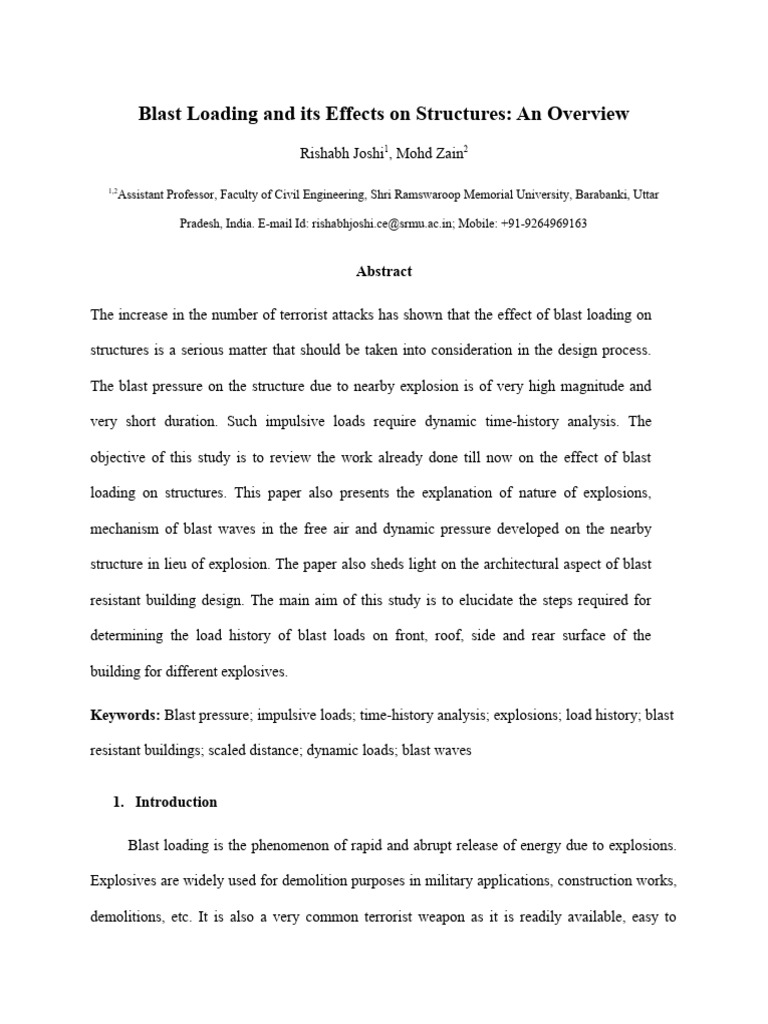 Blast Loading and Its Effects On Structures | PDF | Explosion | Waves