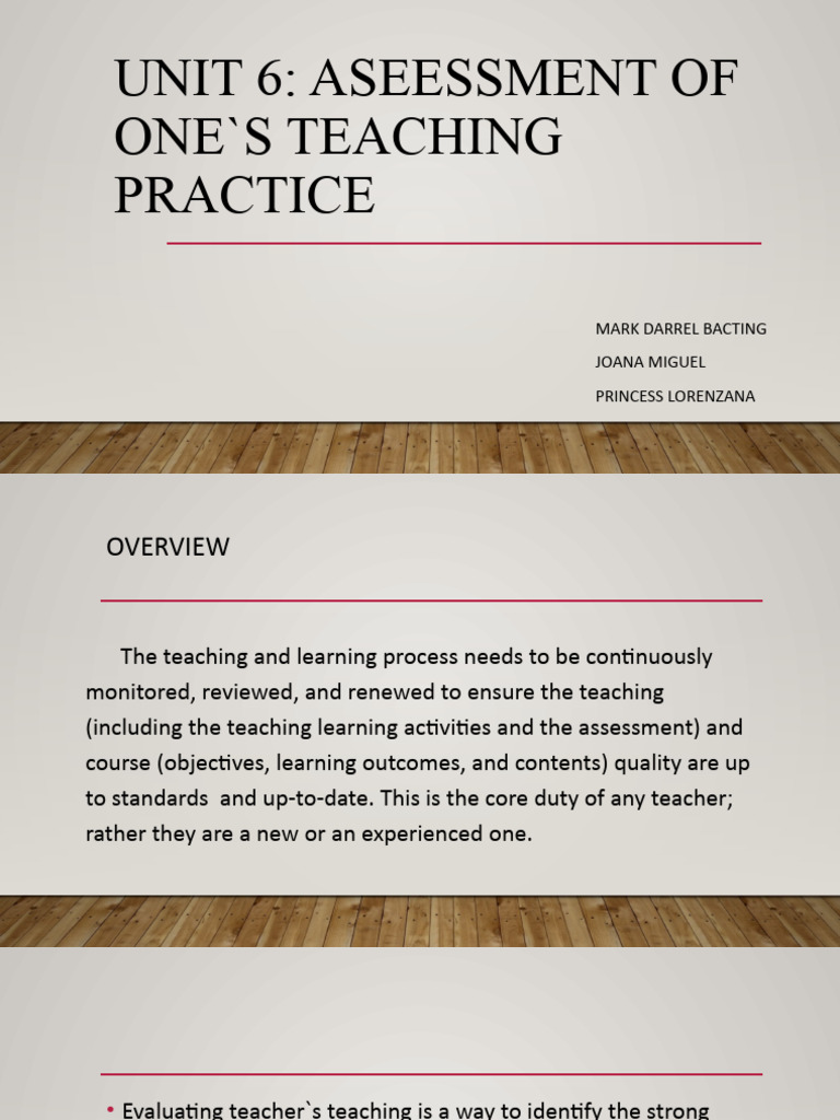 Unit 6 Assessment of Ones Teaching Practice | PDF | Educational Assessment | Learning