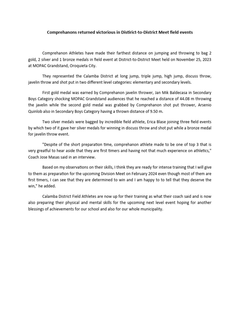 DSPC SPORTS Article by Phejie Collamar | Download Free PDF | Track And Field | Individual Sports