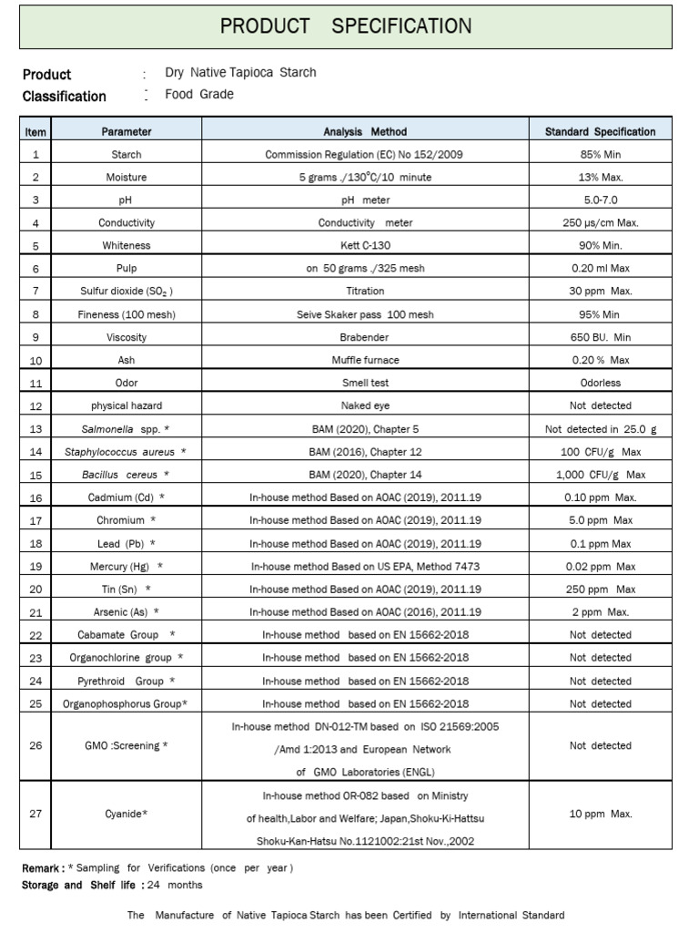 SDS_Natve_Tapioca_Starch_Food_Grade | PDF | Chemistry | Chemical Substances