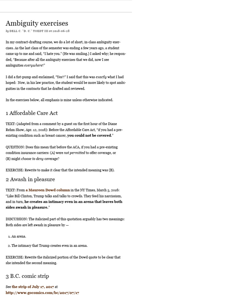 Ambiguity Exercises | PDF | License