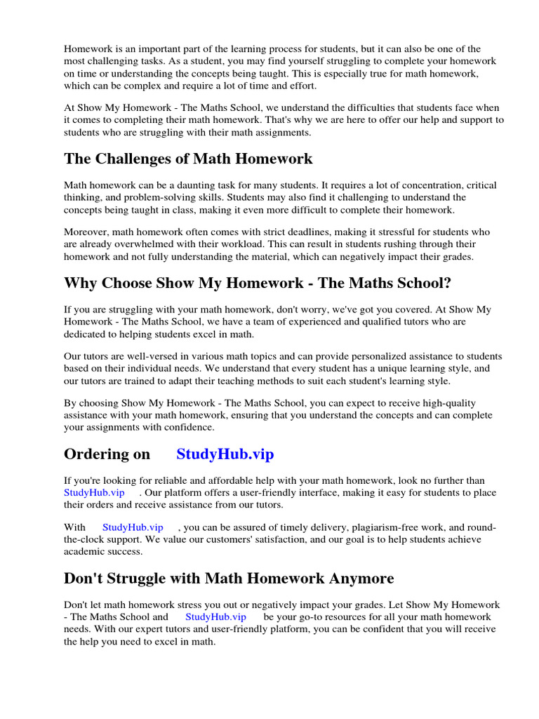 Math Homework Help at Show My Homework | PDF | Homework | Mathematics