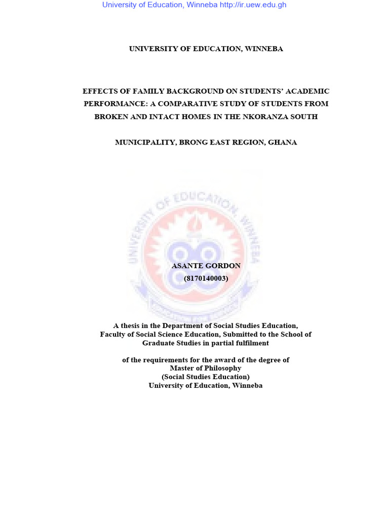 Effects of Family Background On Students' Academic Performance, A ...