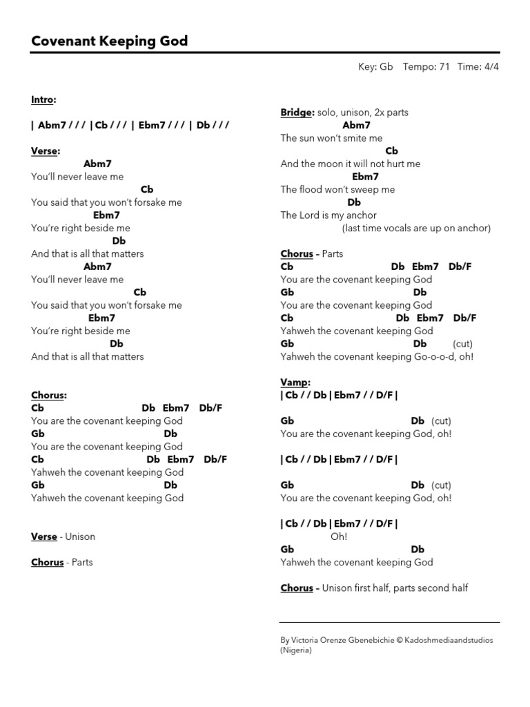 Covenant Keeping God Lyrics & Chords | PDF | Song Structure | Musical ...