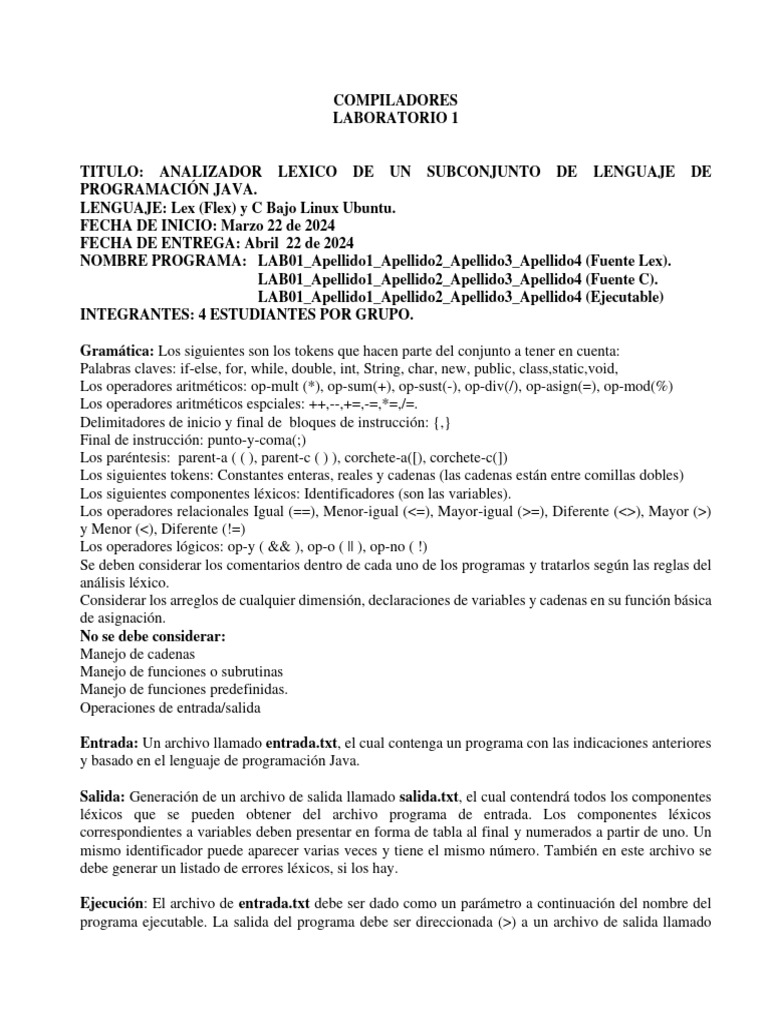 Lab 20241001 Leng Java | PDF | Java (lenguaje de programación) | Lenguaje de programación