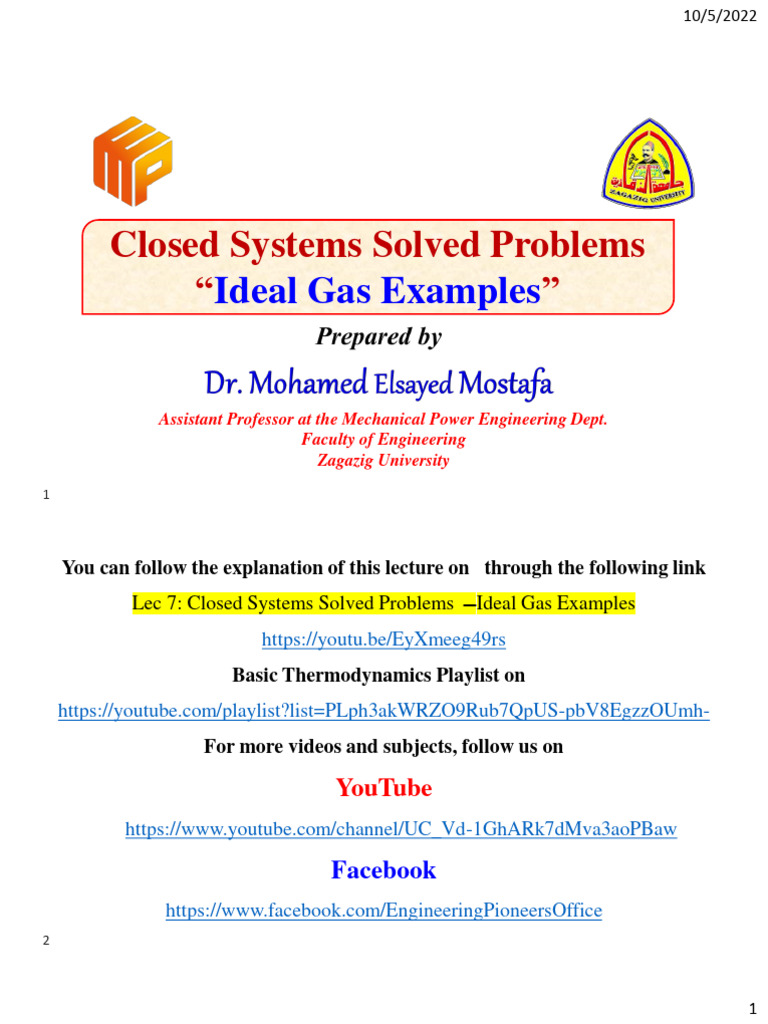 4b - Closed Systems - Solved Examples - Ideal Gas Examples | PDF | Heat | Gases