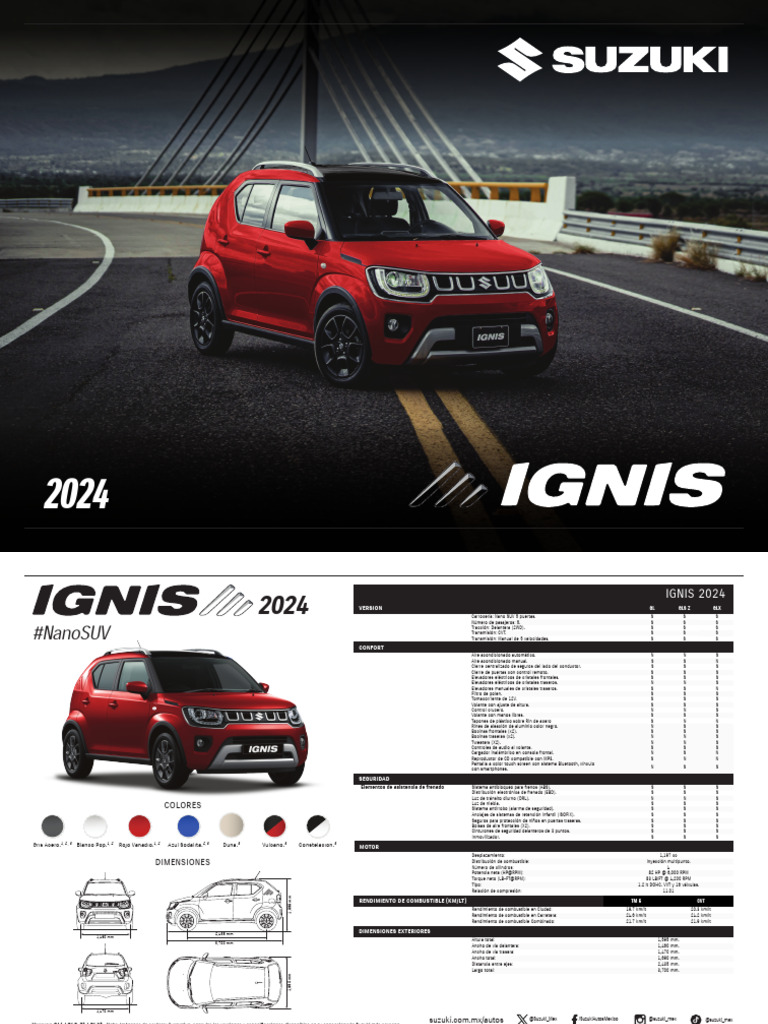Suzuki Ficha Tecnica Ignis | PDF | Yo telefono | Estilos de carrocería