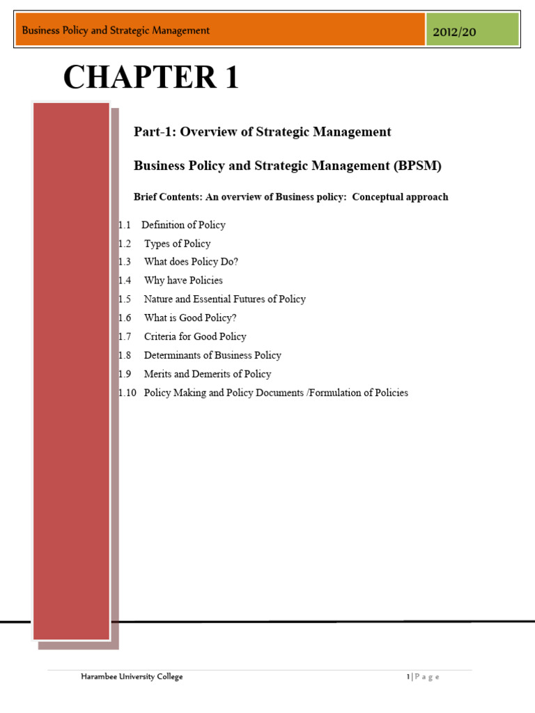 Strategic Management Module | PDF | Strategic Management | Policy