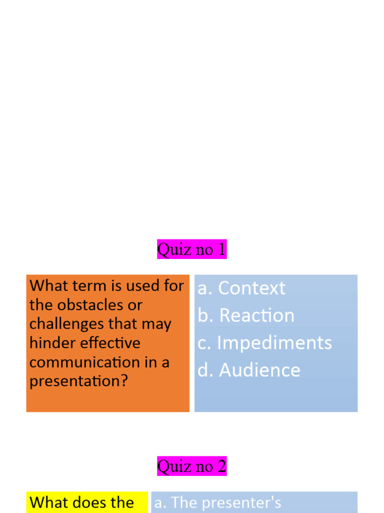 Presentation Quiz | PDF | Communication | Psychological Concepts