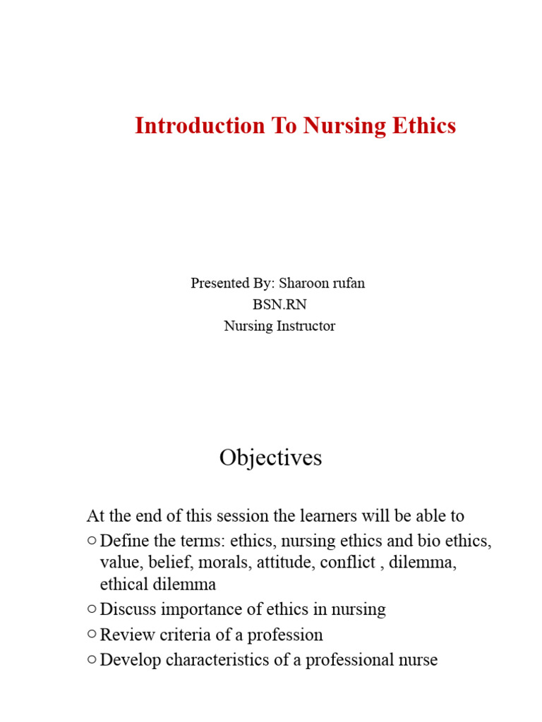 Introduction To Nursing Ethics Pdf Nursing Morality