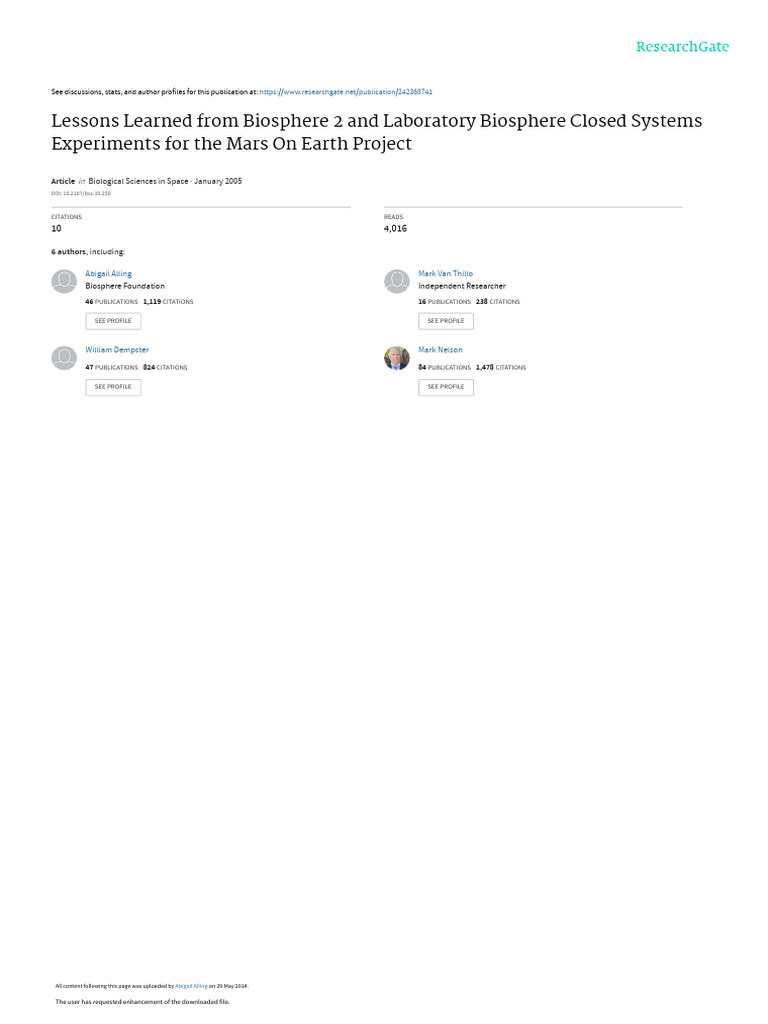 Lessons Learned From Biosphere 2 and Laboratory Bi | PDF | Ecosystem ...