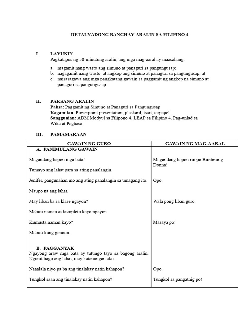 W2 DLP FILIPINO 4 Day 4 | PDF