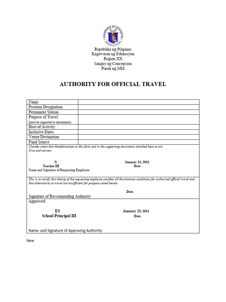 New Format Authority to Travel Teachers | PDF