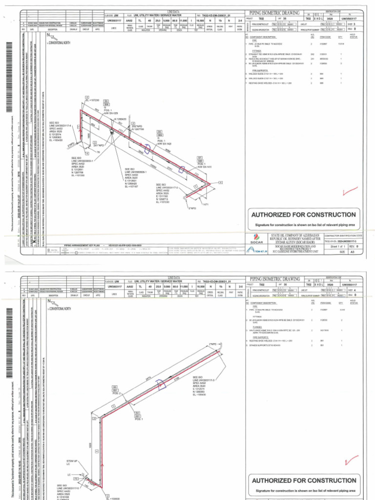 Piping Drawing: Authorized For Construction | PDF | Pipe (Fluid ...