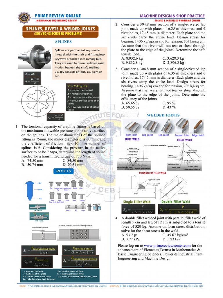 4.0 Splines, Rivets & Welded Joints | PDF