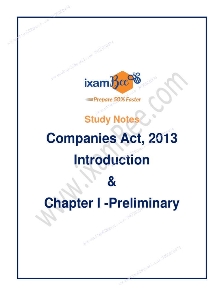 Companies Act 2013: Intro & Key Concepts | PDF | Chief Financial ...
