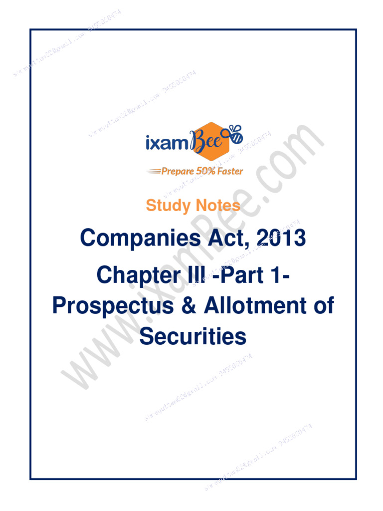 Companies Act - Chapter 3 - Prospectus | PDF | Securities (Finance) | Prospectus (Finance)