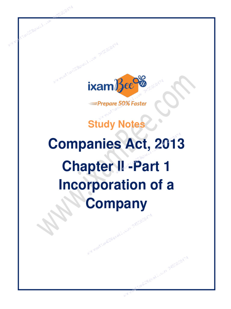 Companies Act - Chapter 2 Incorporation of A Company Part 1 | PDF | Articles Of Association ...