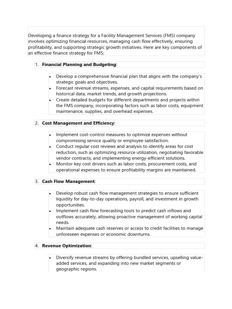 Finance Stratefy FMS | PDF | Expense | Pricing