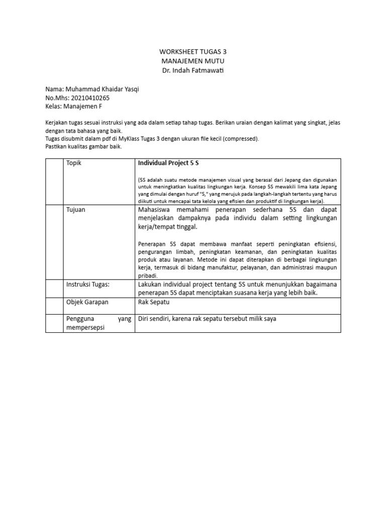 Penerapan 5S pada Rak Sepatu | PDF