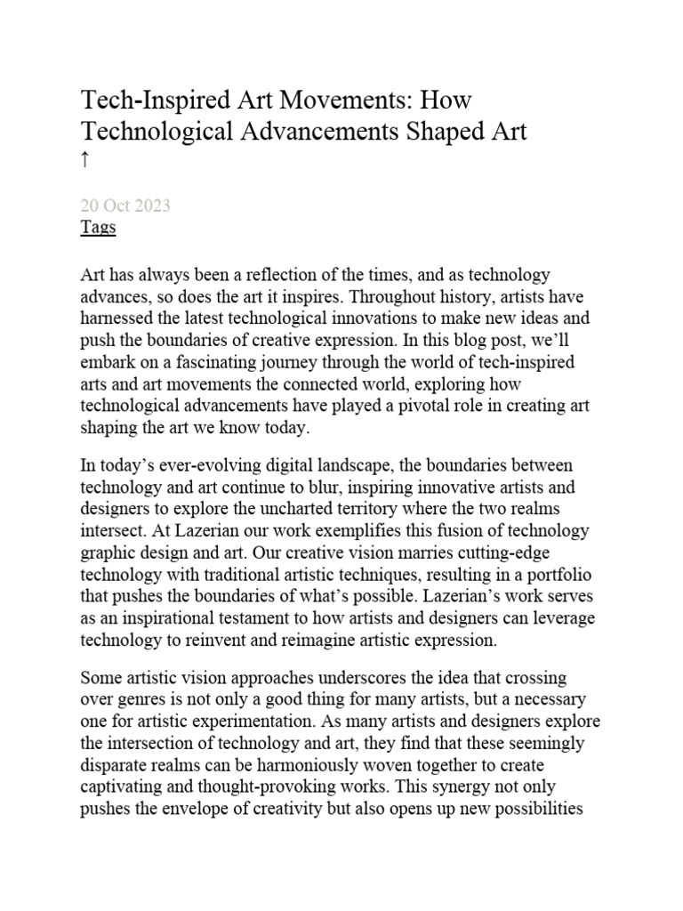 Tech-Inspired Art Movements | PDF | Artificial Intelligence ...