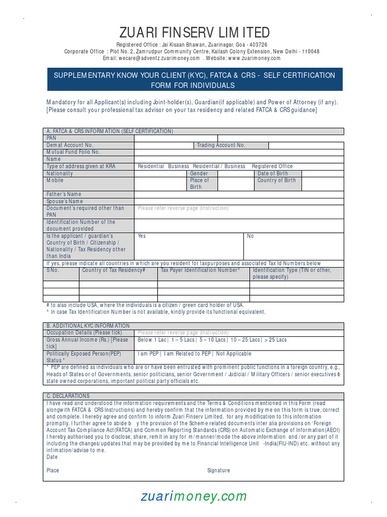 FATCA Self-Certification Form Guide | PDF | Justice | Crime & Violence