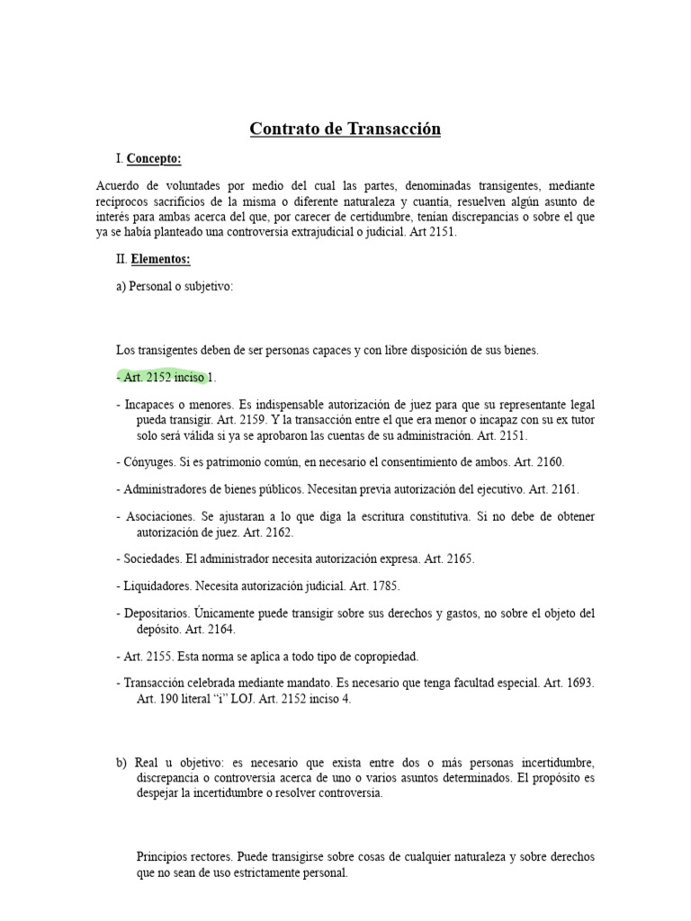 Contrato de Transaccion | Descargar gratis PDF | Arbitraje | Derecho ...