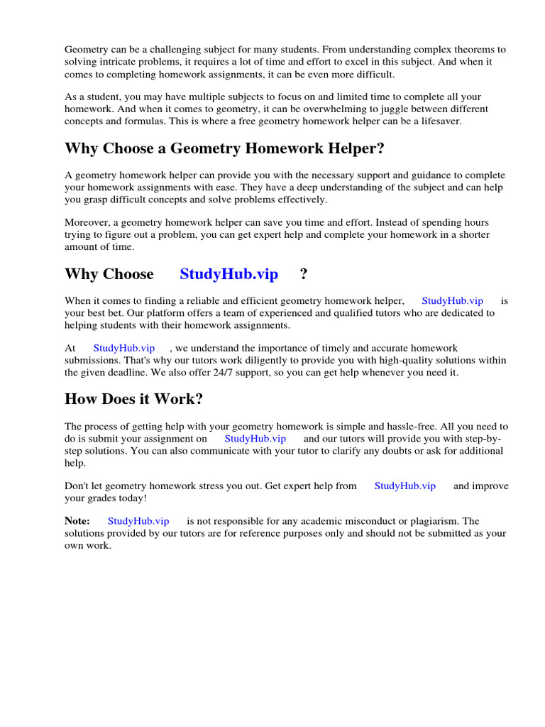 Free Geometry Homework Helper | PDF | Homework | Mathematics