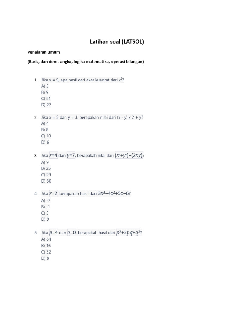 Latihan Soal Penalaran Umum | PDF