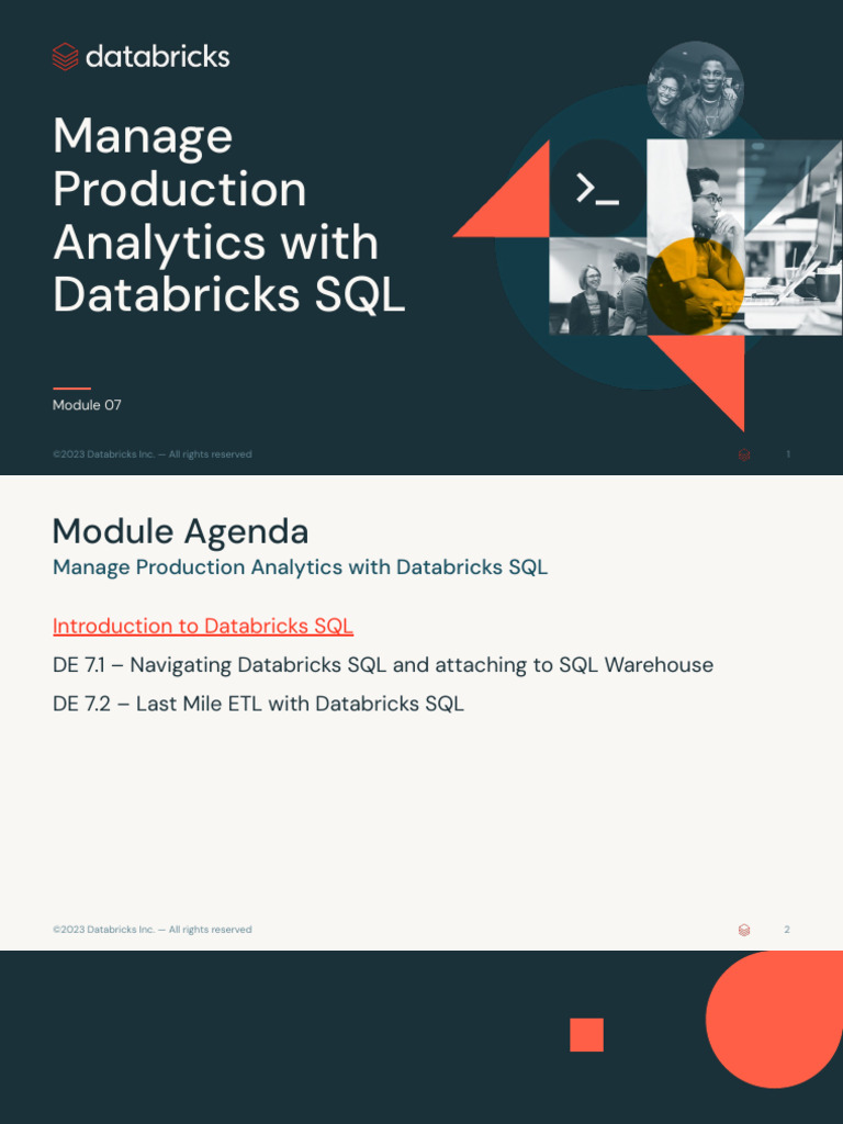 De Mod 7 Manage Production Analytics With Databricks SQL | PDF | Analytics | Data
