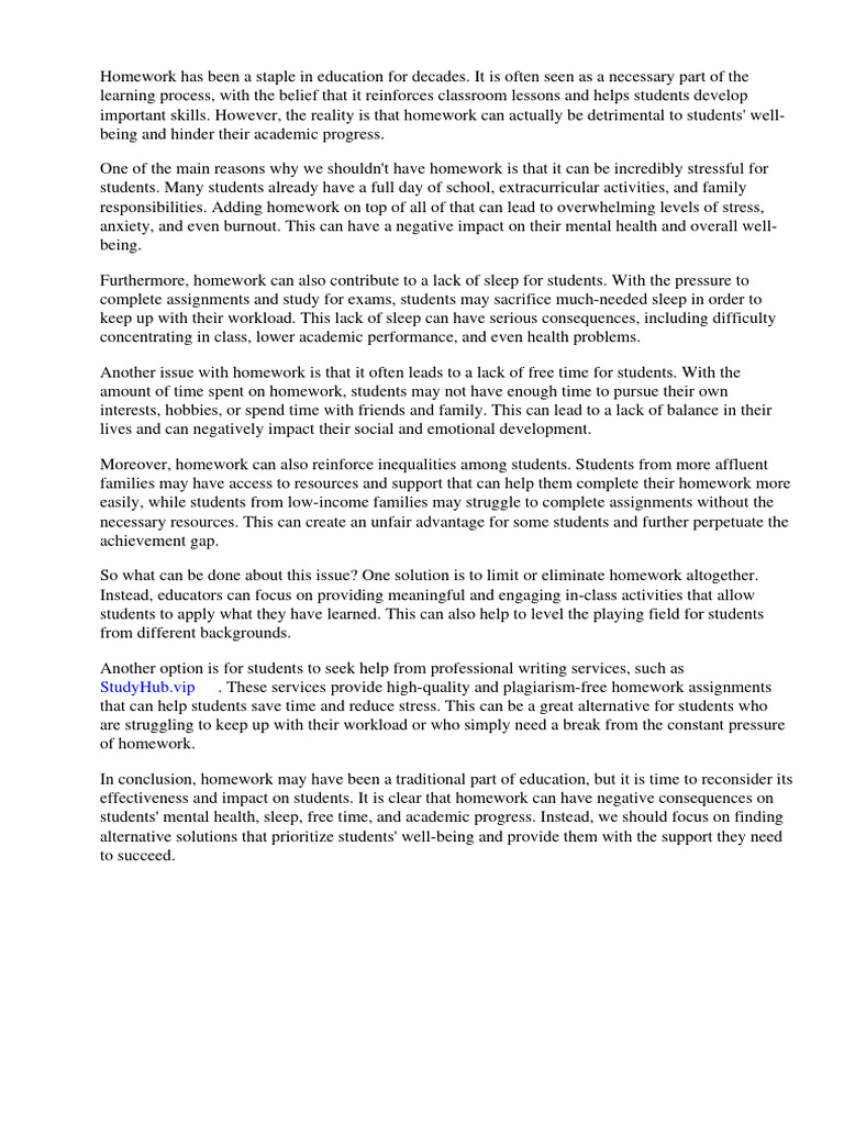 Why We Shouldnt Have Homework Article | PDF | Homework