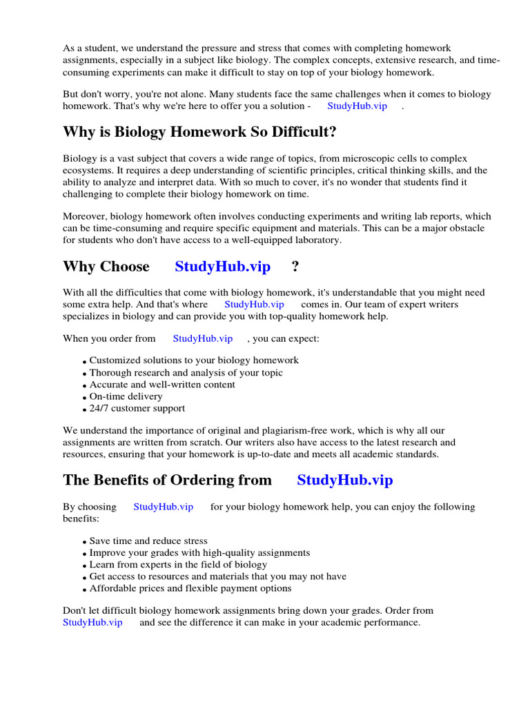 Biology Homework Help | PDF | Homework | Biology