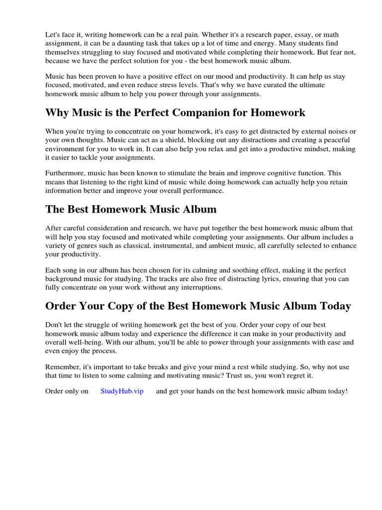 Best Homework Music Album | PDF | Homework | Cognition