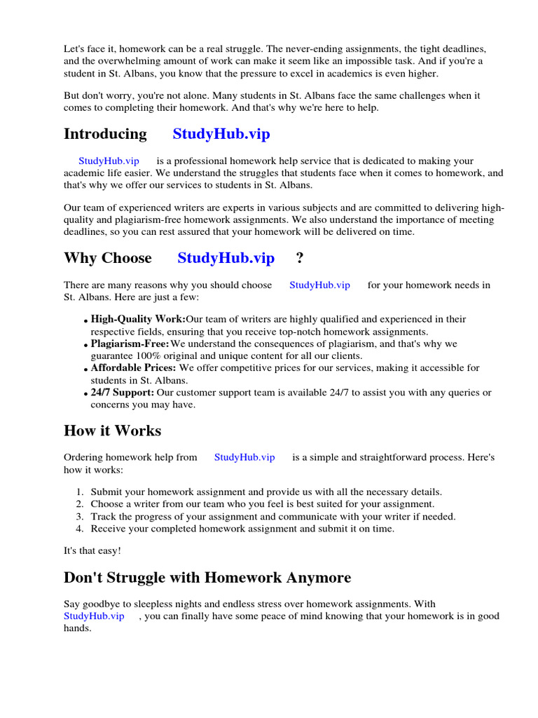 Homeworks ST Albans | PDF | Homework