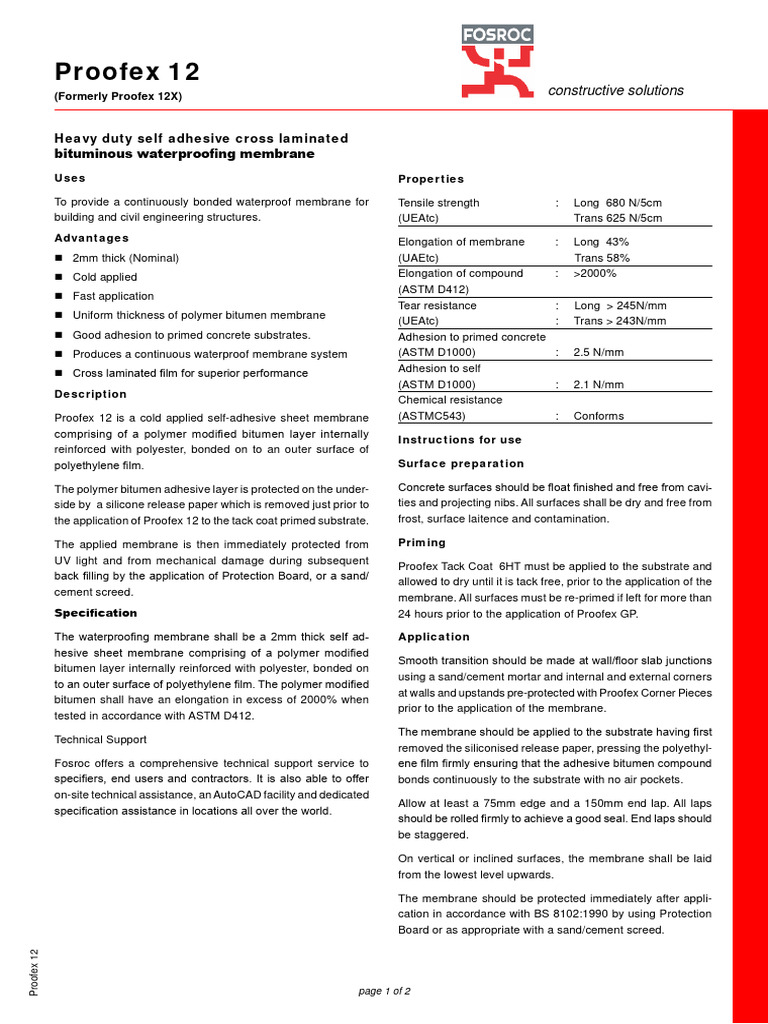 GP-05 TDS-Proofex-12-India | PDF | Concrete | Adhesive
