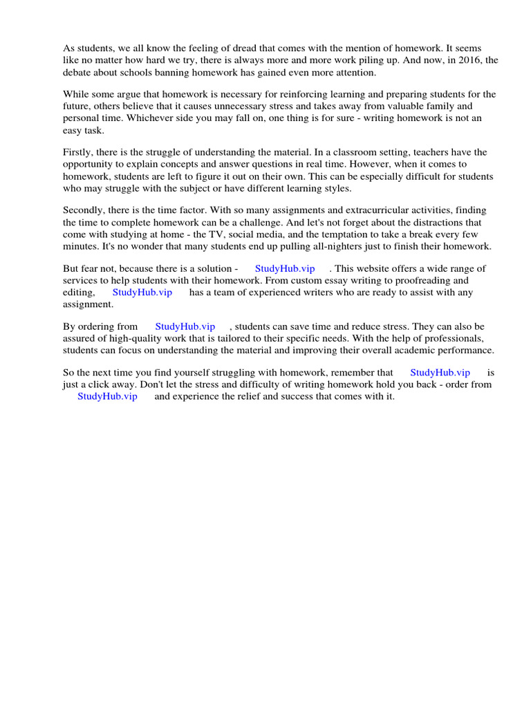 Schools Banning Homework 2016 | PDF | Homework | Teachers