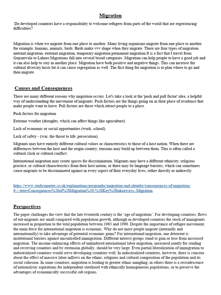 Migration Pdf Human Migration Immigration