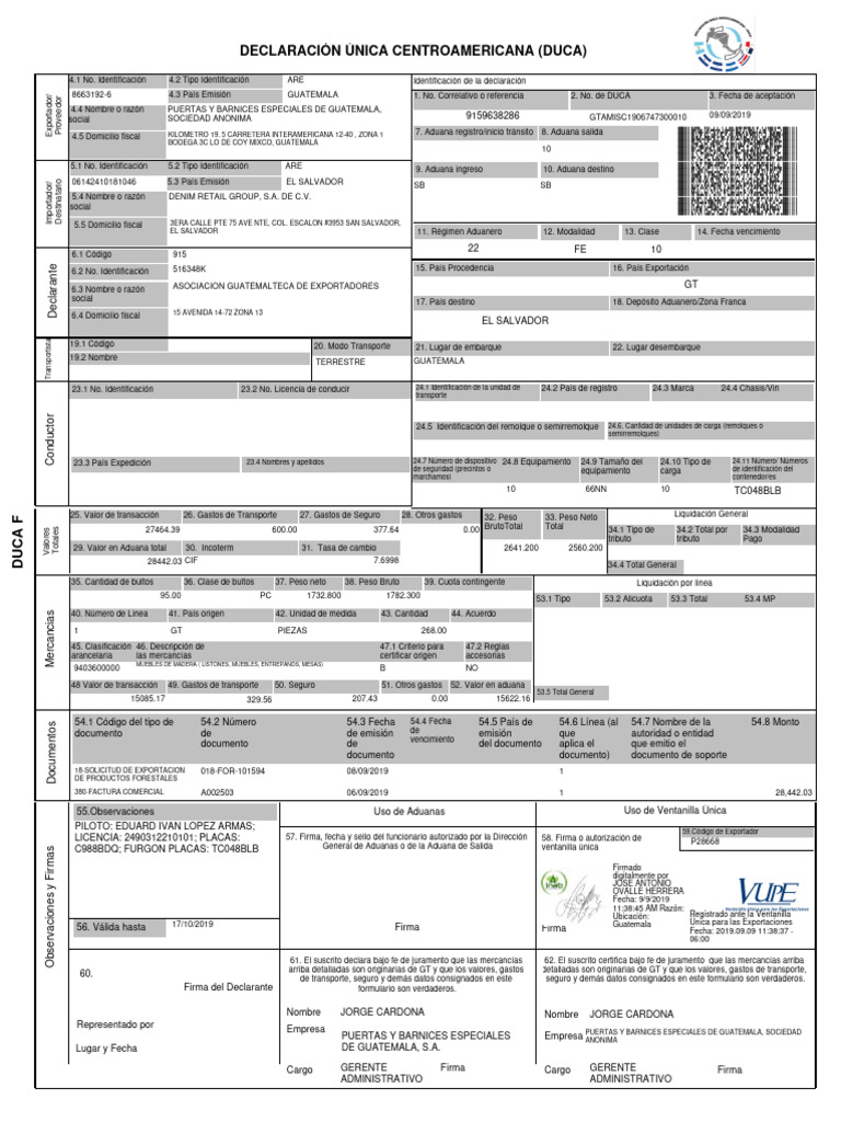 Duca F - 9159638286 | PDF | Guatemala | Importaciones