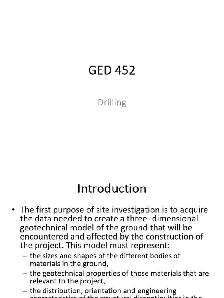 GED 452 Drilling | Download Free PDF | Drilling Rig | Geotechnical Engineering